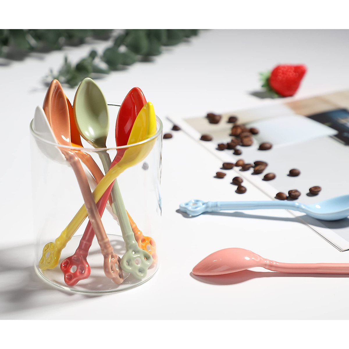 Small Coffee Spoons Ceramic Espresso Spoons set of 6 Demitasse Spoons for Coffee Dessert Tea Ice Cream