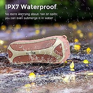 comiso Portable Bluetooth Speaker, Waterproof IPX7 Shower Speaker Outdoor Pink Speaker with Light, 30W Loud Sound Powerful Bass, Dual Stereo Pairing, Handsfree Call Bluetooth 5.0 24H for Travel Hiking