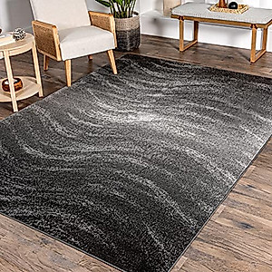 nuLOOM Julene Abstract Waves Area Rug, 5' Round, Grey