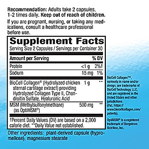 Nature's Way Hydraplenish with Patented BioCell Collagen & OptiMSM for Healthy Hair, Skin, and Nails*, 60 Capsules