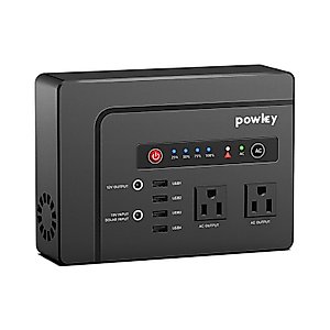 Powkey Portable Power Station 200W, 146Wh Portable Solar Generator Battery Pack with 2 Pure Sine Wave AC Outlets/4 USB A/1 DC Port, Lithium Battery Backup Power Supply for Camping Travel Outdoor Home