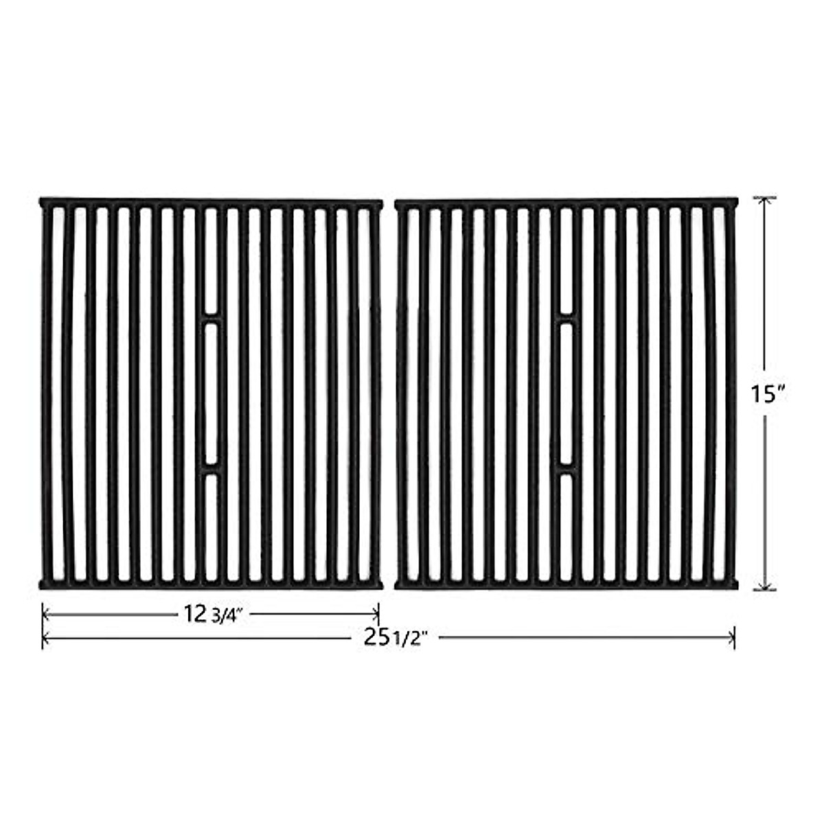 Hongso 15" Matt Cast Iron Cooking Grates for Broil King 986557, 945587, 94644, 94647, Crown 10, 20, 40, 90, Signet 20, 70, 90, Broil-Mate, Sterling Grill, 38170121, 10225-T436, PCD362, Set of 2