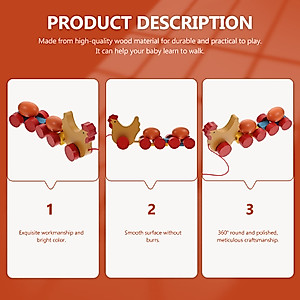 Pull- Along Wooden Chicken Pull Toddler Toy Push- Along Walking Toy for Beginner Walkers Helps Fine Sports Skills for Easy Push and Pull Action Classic Developmental Pull Toy