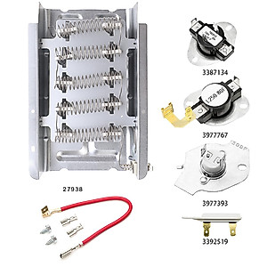 Dryer Heating Element for May-tag MEDC465HW0 MEDX655DW MEDC200XW MEDC215EW MEDC300BW0 MEDC400VW0, Ro-per RED4516FW0 RED4440VQ1 RED4640YQ0 RED4640YQ1,EED4400WQ0 E-state Replacement kits.