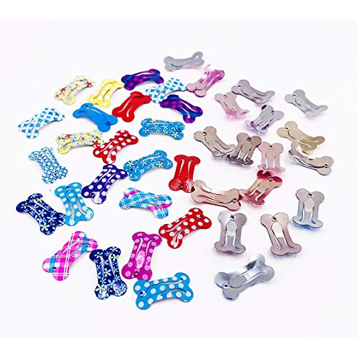 PET SHOW Cute 1" Small Bone Snap Hair Clips Pet Grooming Products Dog Cat Puppy Hair Accessories Random Color Pack of 20