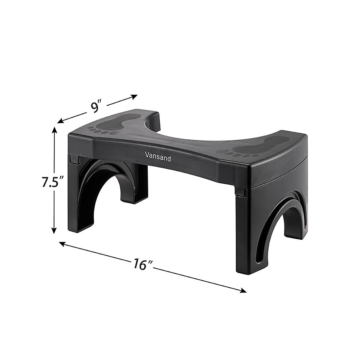 Vansand Toilet Foot Stool,Folding Toilet Stool,Squatting Toilet Potty Stool,Toilet Auxiliary Step,7.5Inch Height (Black)