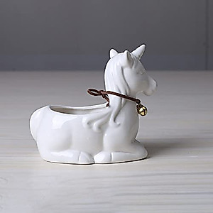 YONGYAN Horse Shape Flower Pot Statue Decoration Ceramics Garden Planters Containers Pot Bookshelf Office Desktop Decor