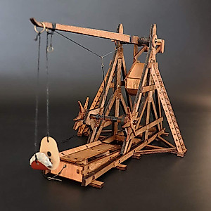 YAQUMW The Mini Counterweight Trebuchet Europe Medieval Siege Equipment Chariot Catapult Weapons DIY 3D Wooden Puzzles Model Kits for Adults STEM Projects Tabletop Toy