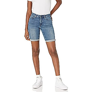 Amazon Essentials Women's 9" Denim Bermuda Shorts, Medium Wash, 16