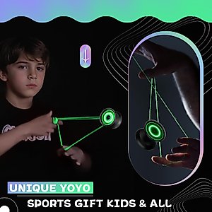 Light Up Yoyo with Extra Battery, MAGICYOYO Y02 Aurora Professional Unresponsive Yoyo with Yoyo Glove, Yoyo Bag, 12 Yoyo Strings - Green Light