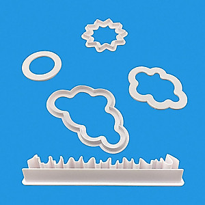 Nature Fondant Cutter Set- Sun, Clouds, Grass, Fire Plastic Gumpaste Cookie Cutter Mold for Baby Shower Cake Topper Decorating Sugar Craft