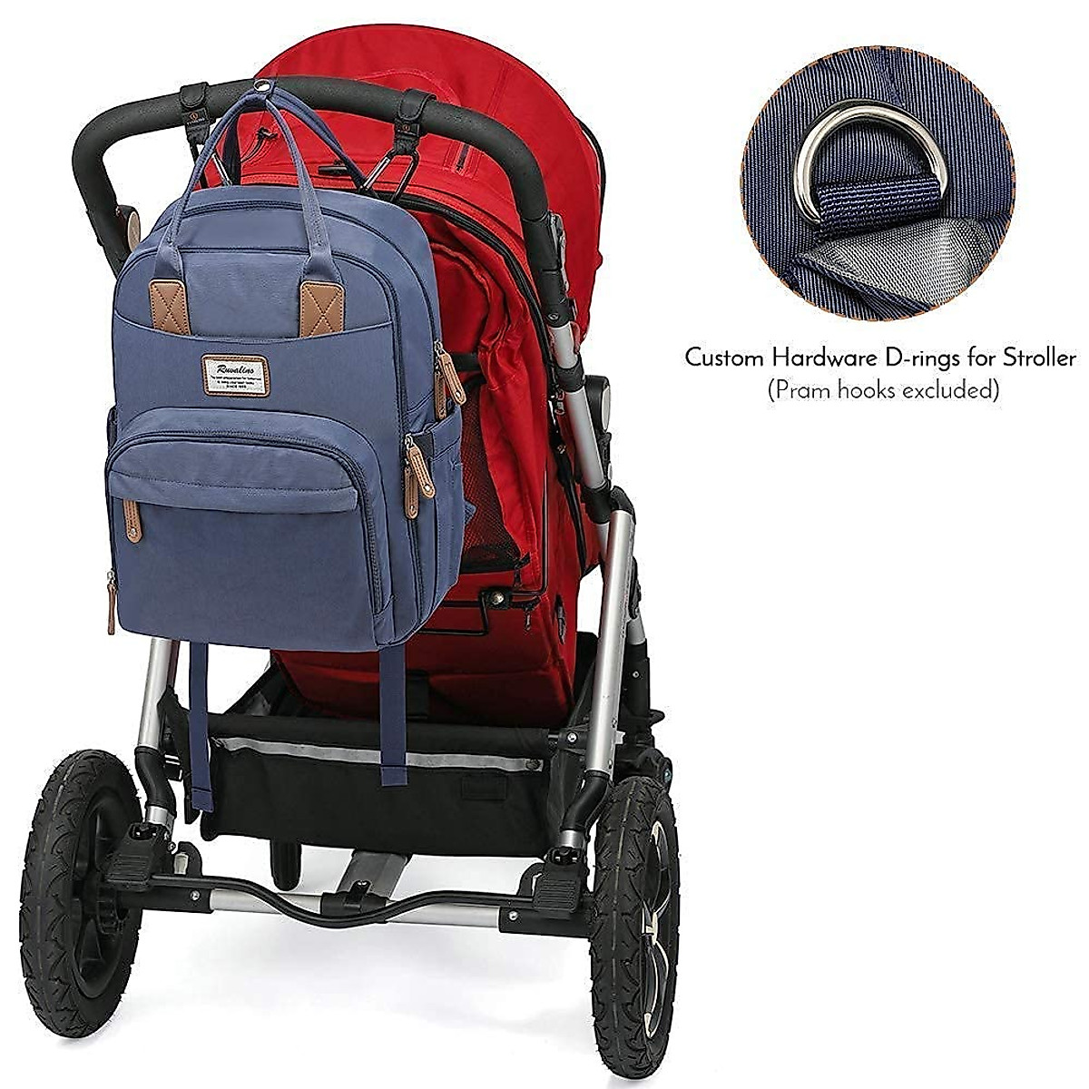 RUVALINO Diaper Bag Backpack Set, Unisex All-in-One Baby Bags for Boy Girl, Multifunction Large Travel Backpack with Portable Changing Pad, Stroller Straps, Pacifier Case and Insulated Pockets