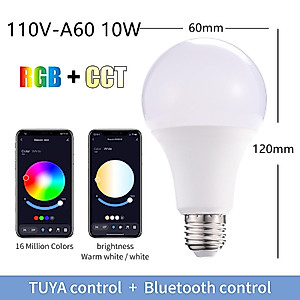 AFINSEA Smart Light Bulbs,Bluetooth Color Changing Light Bulbs That Work with tuya APP,9W Warm White 6500K,A19 E27 RGBW Colored Bulb,Music Sync,Dimmable 16 Million Colors Light Bulbs-1 Pack