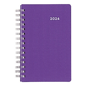 Brownline 2024 DuraFlex Daily/Monthly Planner, Appointment Book, 12 Months, January to December, Twin-Wire Binding, 8" x 5", Purple (CB634V.PUR-24)