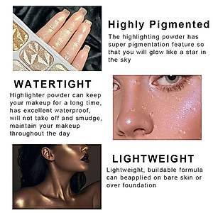 evpct 8 Colors Highlighter Makeup Palette for Face Highlighters & Luminizers iluminadores de maquillaje profesional Gold Cheek Diamond Shimmer Stick Glitter Contour Bronzer and Highlighter Palette