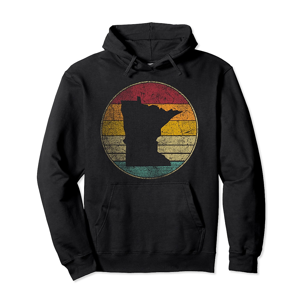 Minnesota Vintage Distressed Retro Style Silhouette State Pullover Hoodie