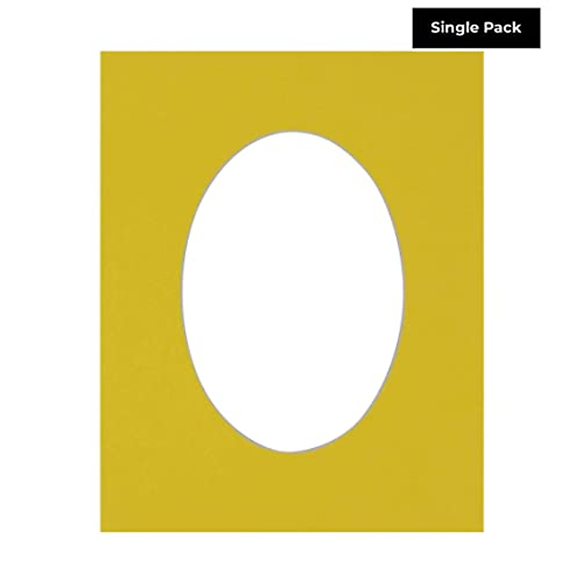 12x18 Mat Bevel Cut for 10x16 Photos - Precut Yellow Oval Shaped Photo Mat Board Opening - Acid Free Matte to Protect Your Pictures - Bevel Cut for Family Photos, Pack of 1 Matboard Show Kit With Acid