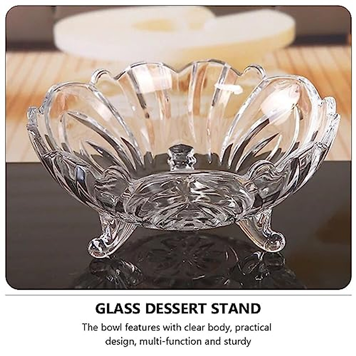 Luxshiny Food Containers Glass Salad Bowl Transparent Footed Dessert Bowl Vintage Flower Embossed Ice Cream Bowl European Style Trifle Bowl Candy Cake Bowl for Home Wedding Party 950ml