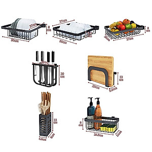 FEHUN Sinks,Stainless Steel Kitchen Sink Dish Drying Rack Drain Rack/79*32*52Cm