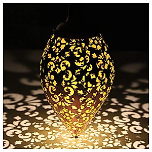 AceGizmo [2 Pack] Hanging Solar Lantern. Metal Lamp is Waterproof for Outdoor Hanging Decor. LED Solar Light