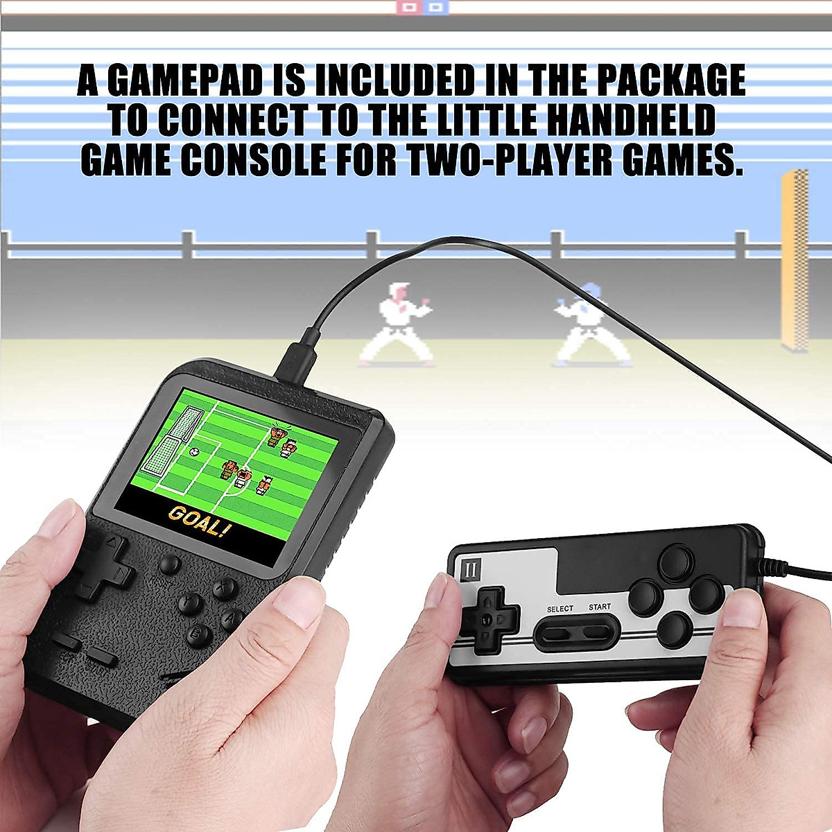 JAMSWALL Retro Handheld Game Console, Portable Retro Video Game Console with 400 Classical FC Games 2.8-Inch Screen 800mAh Rechargeable Battery Support for Connecting TV and Two Players(Black)…