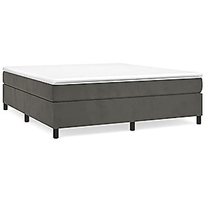 vidaXL Box Spring Bed Frame Home Indoor Bed Accessory Bedroom Upholstered Double Bed Base Furniture Dark Gray 72"x83.9" California King Velvet