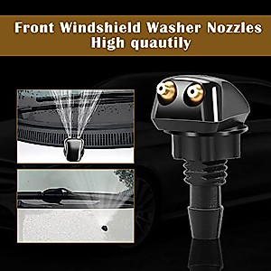 Dewkou Pack-2 Car Front Windshield Washer Nozzles, Car Double-hole Wiper Washer Nozzle Kit, Fits for Most Cars Chrysler BMW Buick Chevrolet Dodge Sprayer Replacement Parts (Black)