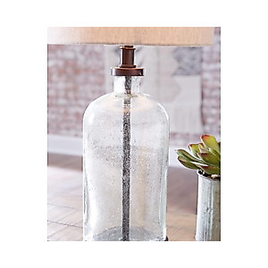 Signature Design by Ashley Bandile Modern Farmhouse 22.5" Seeded Glass Table Lamp, Bronze