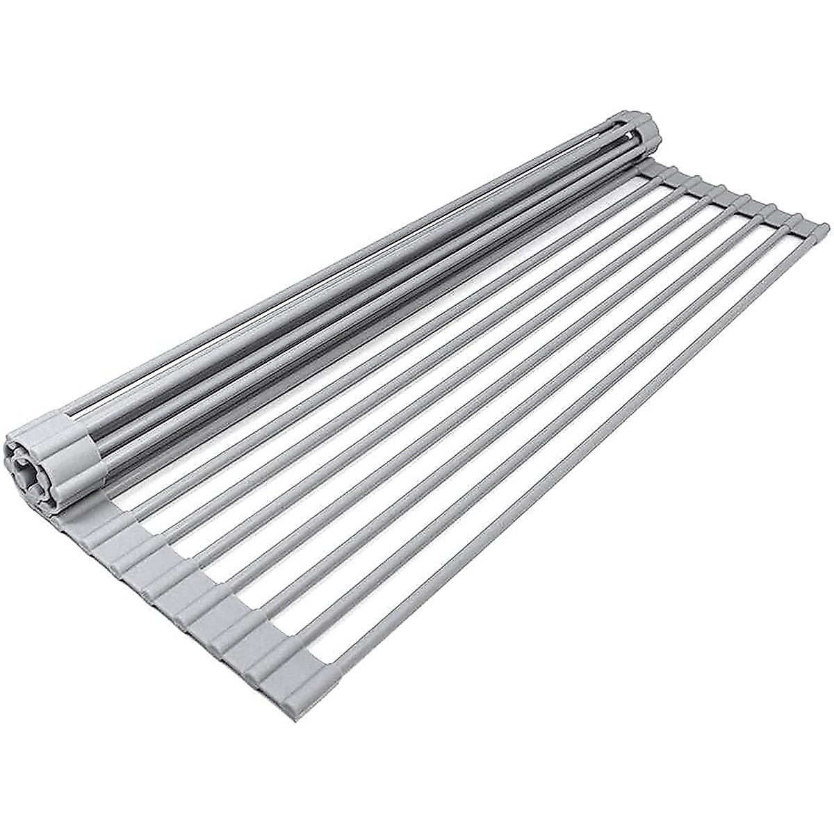 Plate Rack Draining Dish Rack Dish Rack Drying Roll Up NO-Slip Silicone-Coated Kitchen Multipurpose Sink Drainer Foldable Drain Shelf for Kitchen Countertop Pan Plate Holder