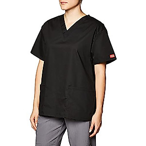 Dickies Women's EDS Signature Scrubs 86706 Missy Fit V-Neck Top (Size 2X-5X), Black, XXXX-Large