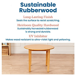 ECR4Kids 30in D Round Hardwood Table with 22in Legs, Kids Furniture, Honey