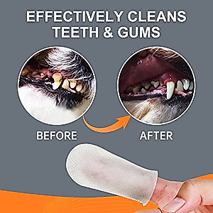yadee Dog Teeth Cleaning Finger Wipes, 100Pcs Dog Dental Care Wipes for Cats and Dogs, Pet Oral Cleansing Presoaked Teeth Wipes, Freshen Breath, Reduce Plaque & Tartar, No Brushing
