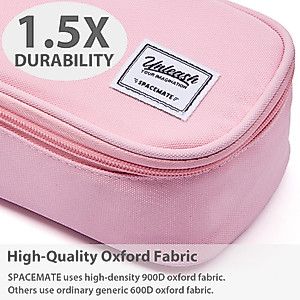 SPACEMATE Pencil Case Pouch Bag School Supplies for Girls and Boys, Large Big Capacity Aesthetic Pen Case, Simple Zipper Stationery Bag for Women Men Adults, Pink, 1800ml