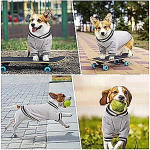 Kuoser Dog Sweater, Stretchy Pullover Fleece Dog Coat Jacket, Soft Thickening Warm Pup Dog Knitwear Sweatershirt, Windproof Winter Dog Coat Apparel Outfit with Leash Hole for Small Medium Dogs Cats