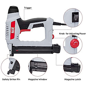 KeLDE Electric Nail Gun Kit, 120V Power Brad Nailer with Adjustable Power Knob, Includes 1500pc Brad Nails, 15/20/25/32mm
