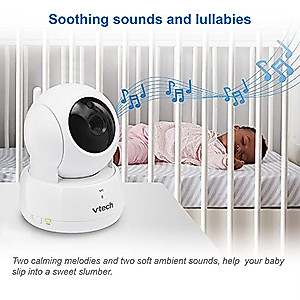 VTech VM923-2 Baby Monitor, 2.8”Screen, 1000ft Range, Pan-Tilt-Zoom, Night Vision, 2-Way Audio, Temperature Sensor, Lullabies, Secured Transmission No WiFi