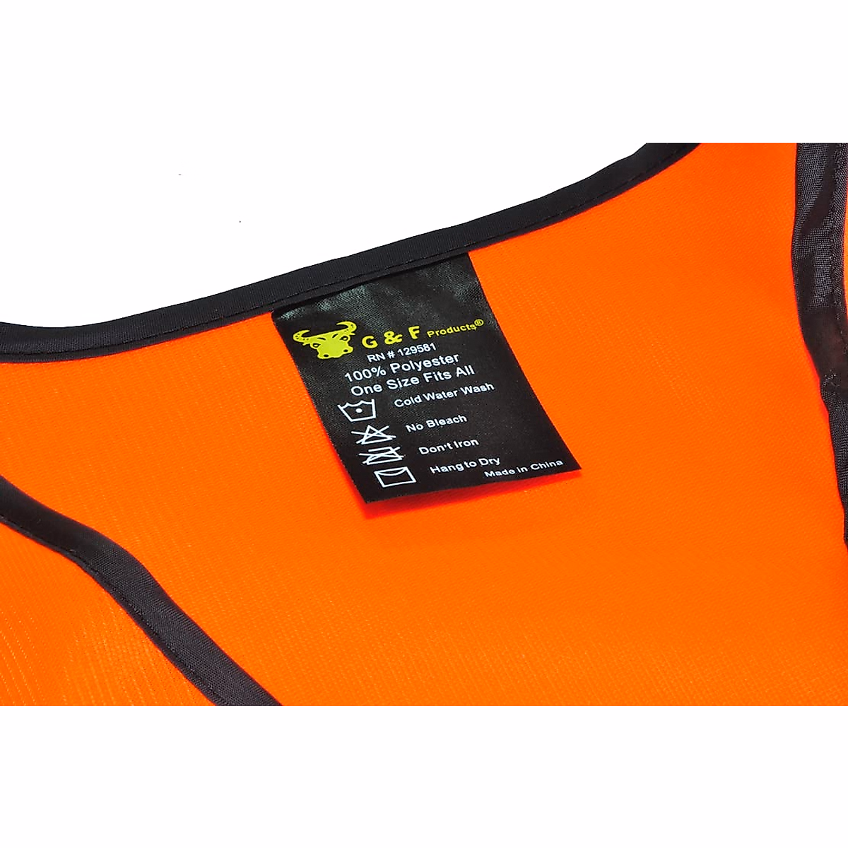 G & F 41113 Industrial Safety Vest with Reflective Stripes, Neon Orange