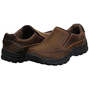Skechers Men's Braver-Rayland Slip-On Loafer, Dark Brown Leather, 10 2E US