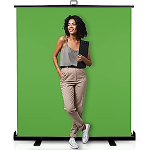 KHOMO GEAR Collapsible Chromakey Panel Green Screen for Photo Backdrop Video Studio, Live Game, Portable Pull Up, Solid Aluminium Base Wrinkle-Resistant Fabric, Auto-Locking Air Cushion Frame