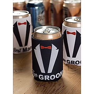 12 Pack Team Groom Neoprene Can Cooler Sleeves, Groomsmen Gifts Beer Cooler for 12oz Drinks