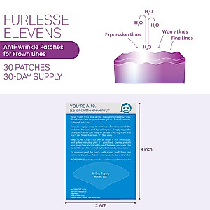 Furlesse Elevens Wrinkle Patches, Overnight Wrinkle Patches for Frown Lines, Non-Invasive Anti-Wrinkle Patches, Anti-Aging Skincare, 30 Patches, 30-Day Use