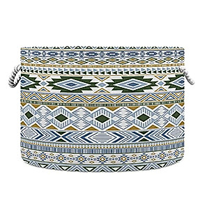 Kigai Cotton Rope Basket Aztec Navajo Pattern Large Storage Basket for Toys Blanket Baby Laundry Basket for Nursery, Closet, Bedroom, Home Organization