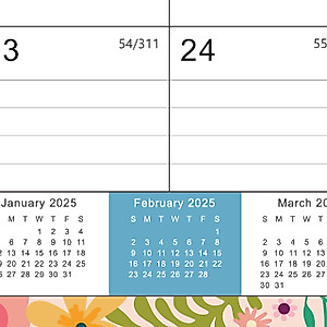 2024-2025 Desk Calendar - Desk Calendar 2024-2025, 18-Month Desk/Wall Calendar, Jul. 2024 - Dec. 2025, 16.8" x 12", Desk Calendar with Corner Protectors, Ruled Blocks - Black Floral