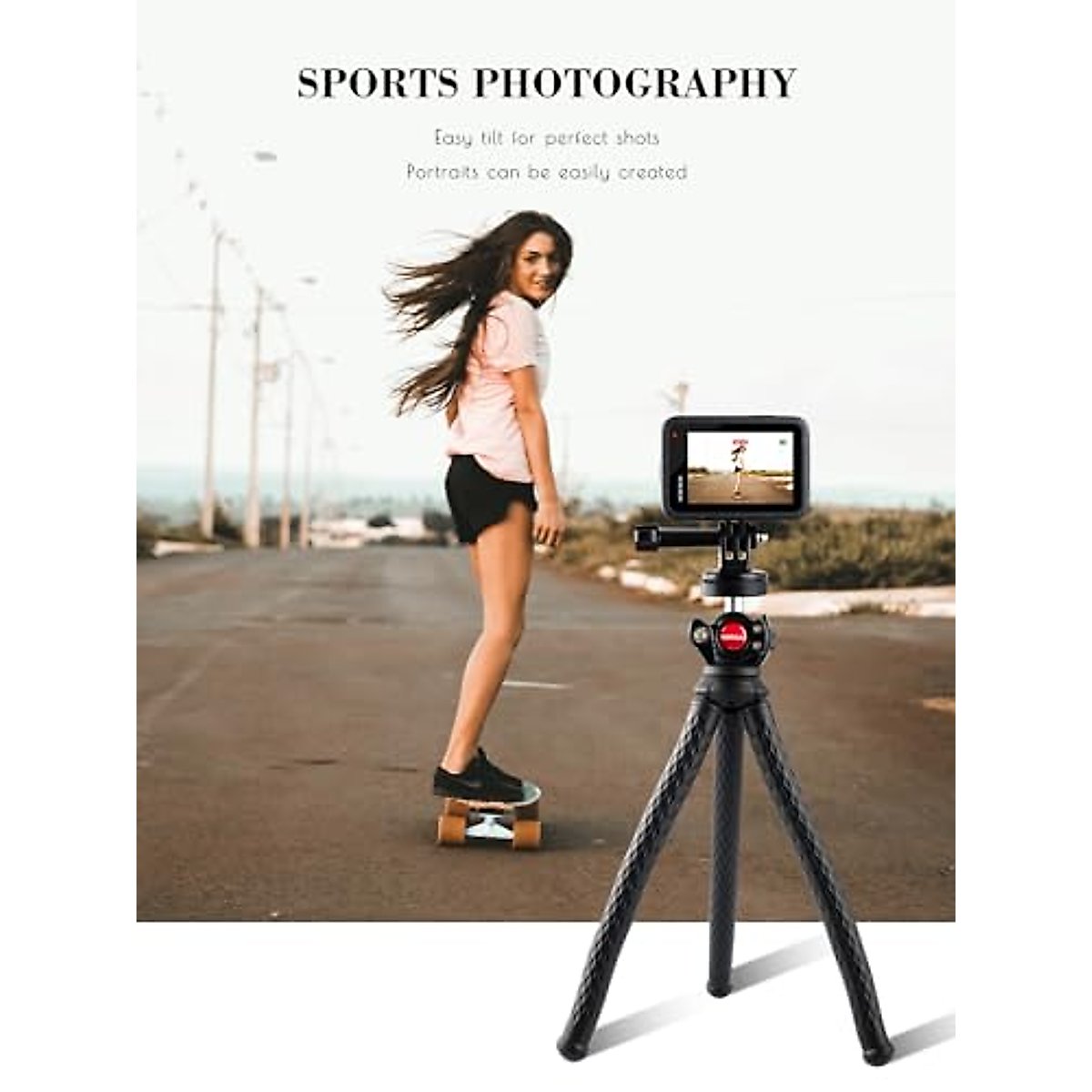 Lammcou Flexible Action Camera Tripod for GoPro Hero 11 10 9 8 Insta360, Bendable Small Mini Action Camera Gorrila Tripod - Perfect for Travel and Adventure
