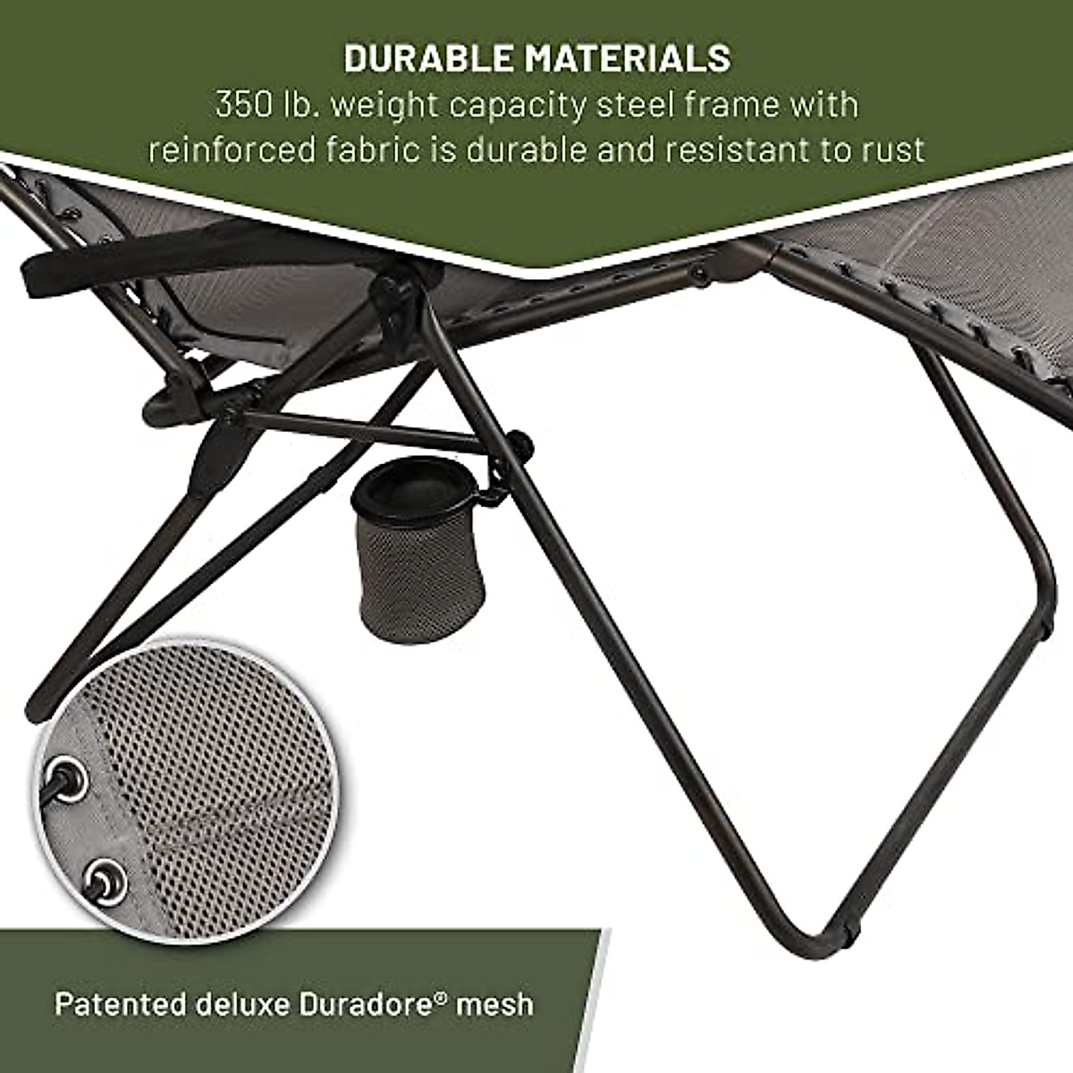 Timber Ridge Balsam Deluxe Zero Gravity Lounger Oversize Outdoor Recliner Chair, Grey