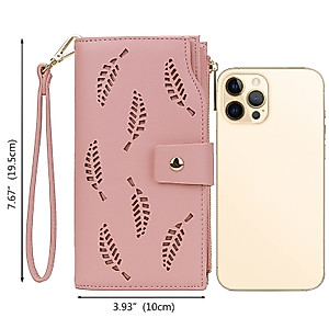 YALUXE Women's Leather Zipper Wallet RFID Blocking Multi Card Holder with Cellphone Pocket Large Capacity