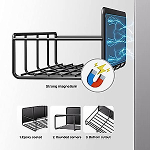 Sisfung Magnetic Spice Rack, Spice Rack Organizer for Refrigerator or Microwave Oven, Magnetic Shelf Kitchen organization (Black)