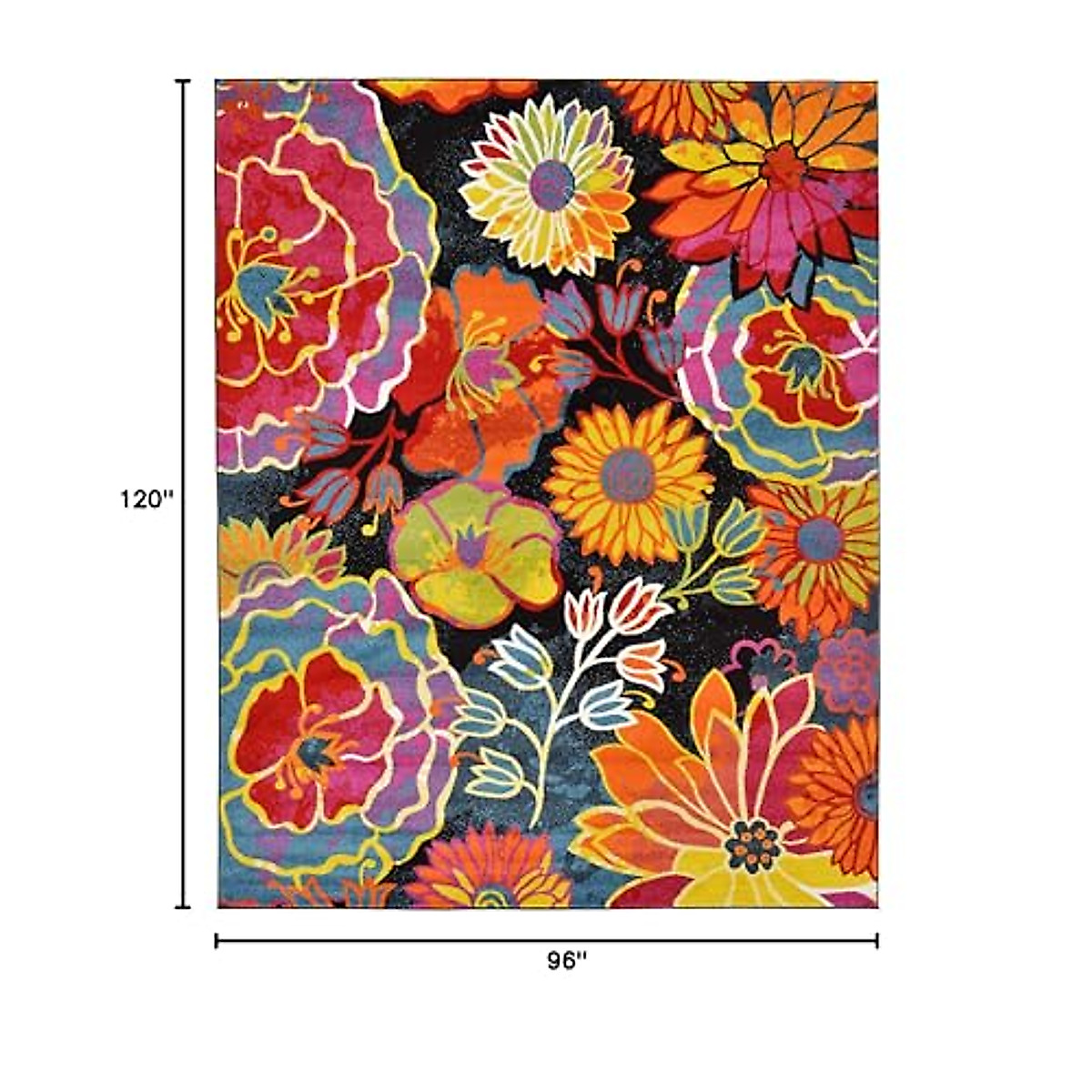 Unique Loom Lyon Collection Area Rug - Kennedy (8' x 10' Rectangle, Black/ Green)