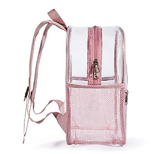 Mini Clear Backpack 12x12x6 Stadium Approved, Small Transparent Backpack for Women Girls for Sporting Event, Work, School, Music Festival and Concerts (Rose Gold)