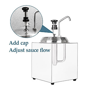 Anbt Commercial Hot Fudge Warmer,Nacho Cheese Sauce Warmer Pump Dispenser,650W Cheese Warmer Stainless Steel for Restaurants,Snack Stations,Cupcake Store